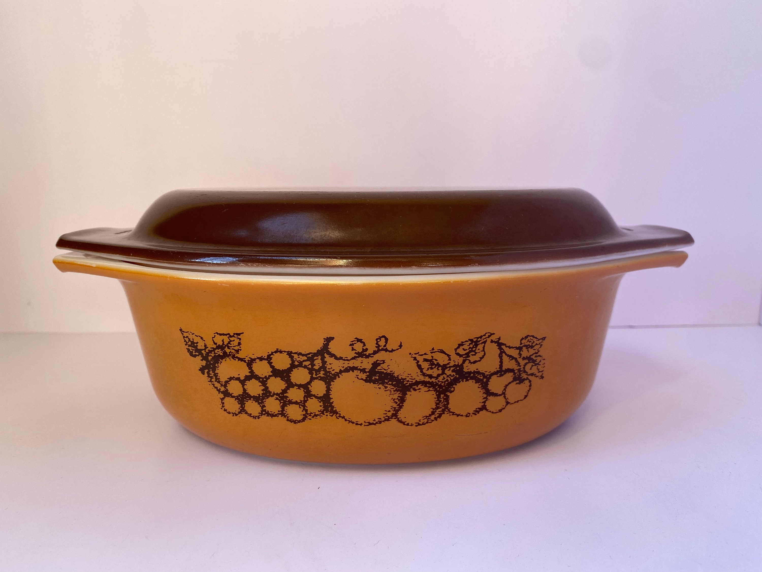 Vintage Pyrex Old Orchard Fruit Harvest Oval Casserole Ovenware With Lid - Etsy