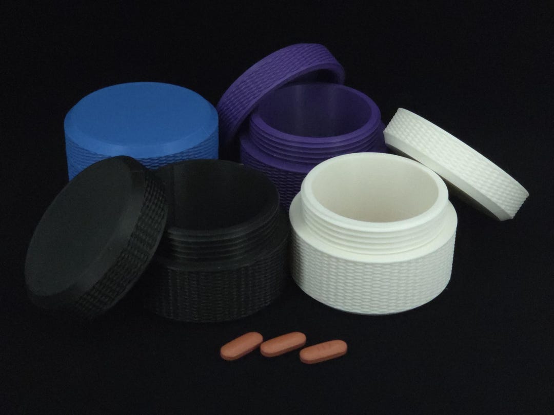 Large 3D Printed Knurled Pill Container - Portable and Stylish With ...