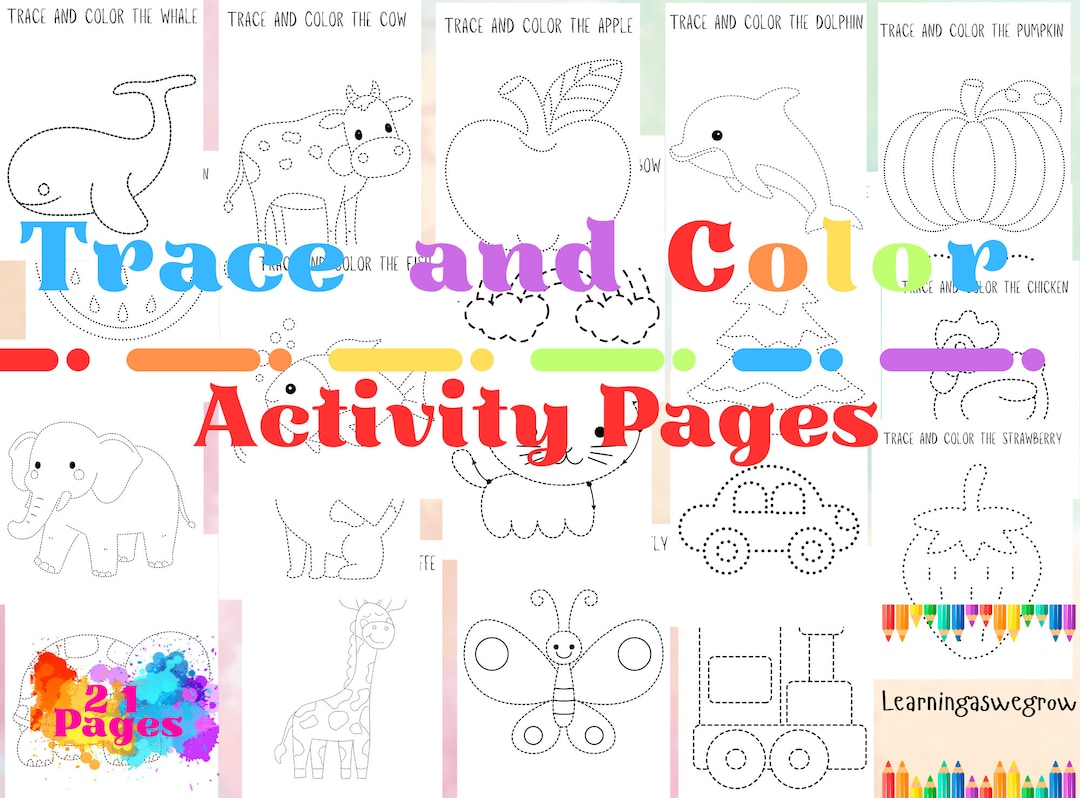 Trace and Color Activity Pages, Tracing Practice, Coloring Pages ...