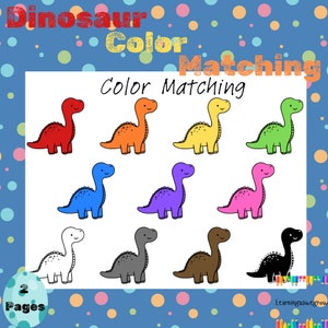 Dinosaur Color Matching Activity, Toddler Busy Book, Learning Binder ...