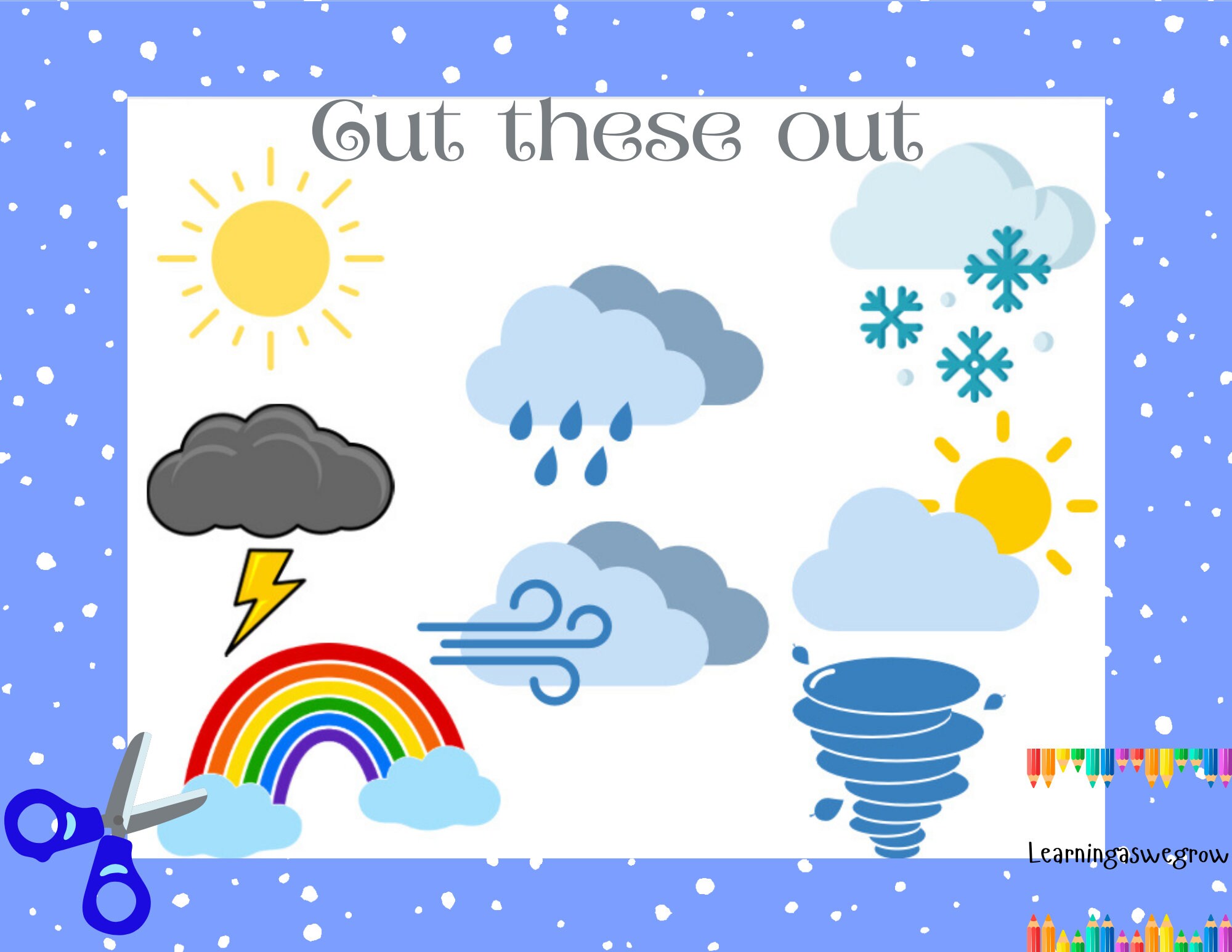 Weather Matching Activity, Toddler Learning Binder Page (digital ...