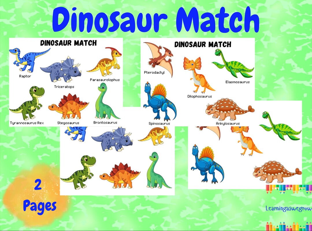Dinosaur Matching, Dinosaur Game, Toddler Busy Book, Learning Binder ...