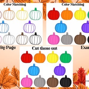 Pumpkin Color Matching Activity, Toddler Busy Book, Learning Binder ...