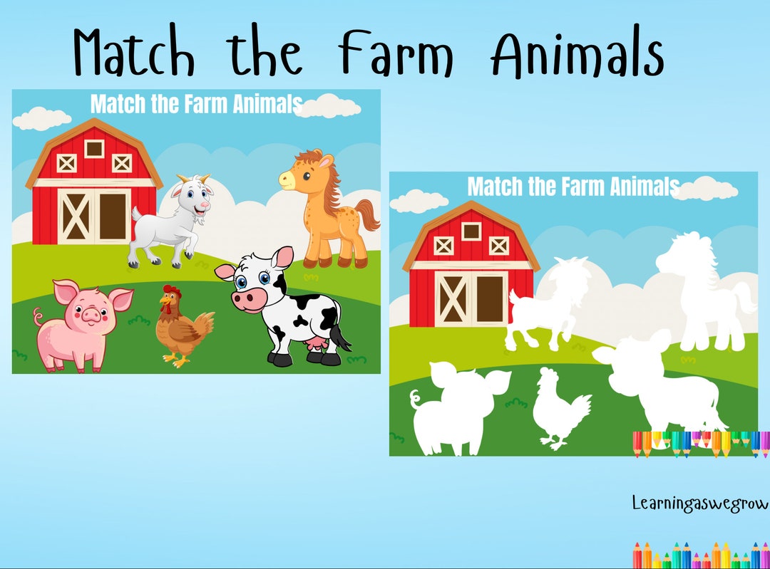 Farm Animals Matching Activity, Matching Game, Toddler Busy Book ...