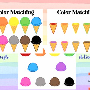 Ice Cream Cone Color Matching Activity, Toddler Busy Book, Learning ...