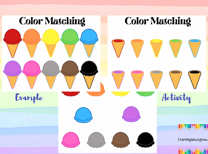 Ice Cream Cone Color Matching Activity, Toddler Busy Book, Learning ...
