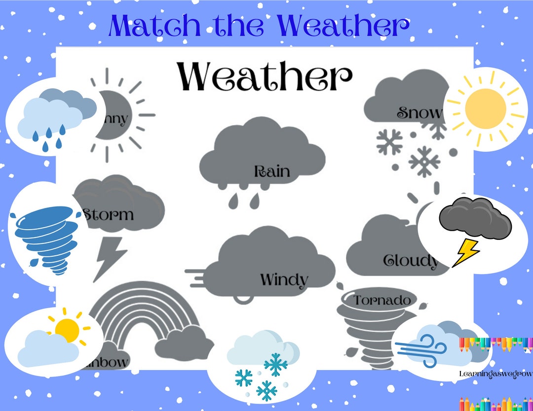 Weather Matching Activity, Toddler Busy Book Page, Preschool ...