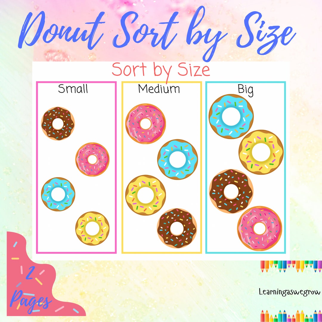 Donuts Sort by Size Activity, Size Sorting, Toddler Busy Book, Learning ...