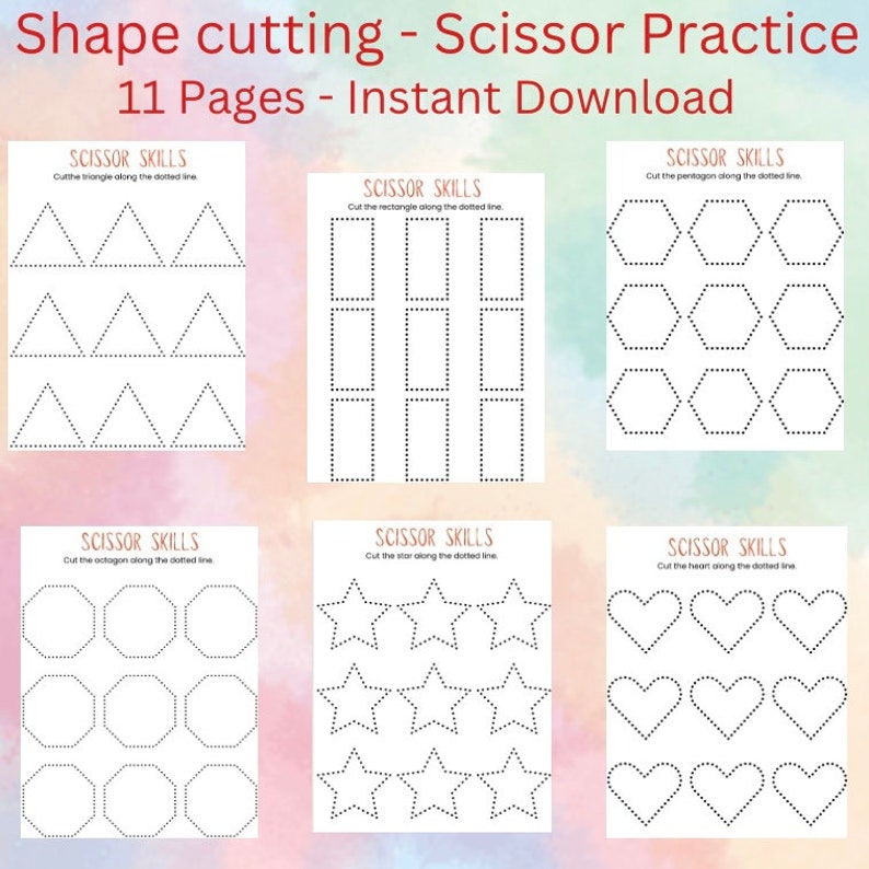 Shape Cutting Practice, Scissor Skills Worksheet (digital Download) - Etsy