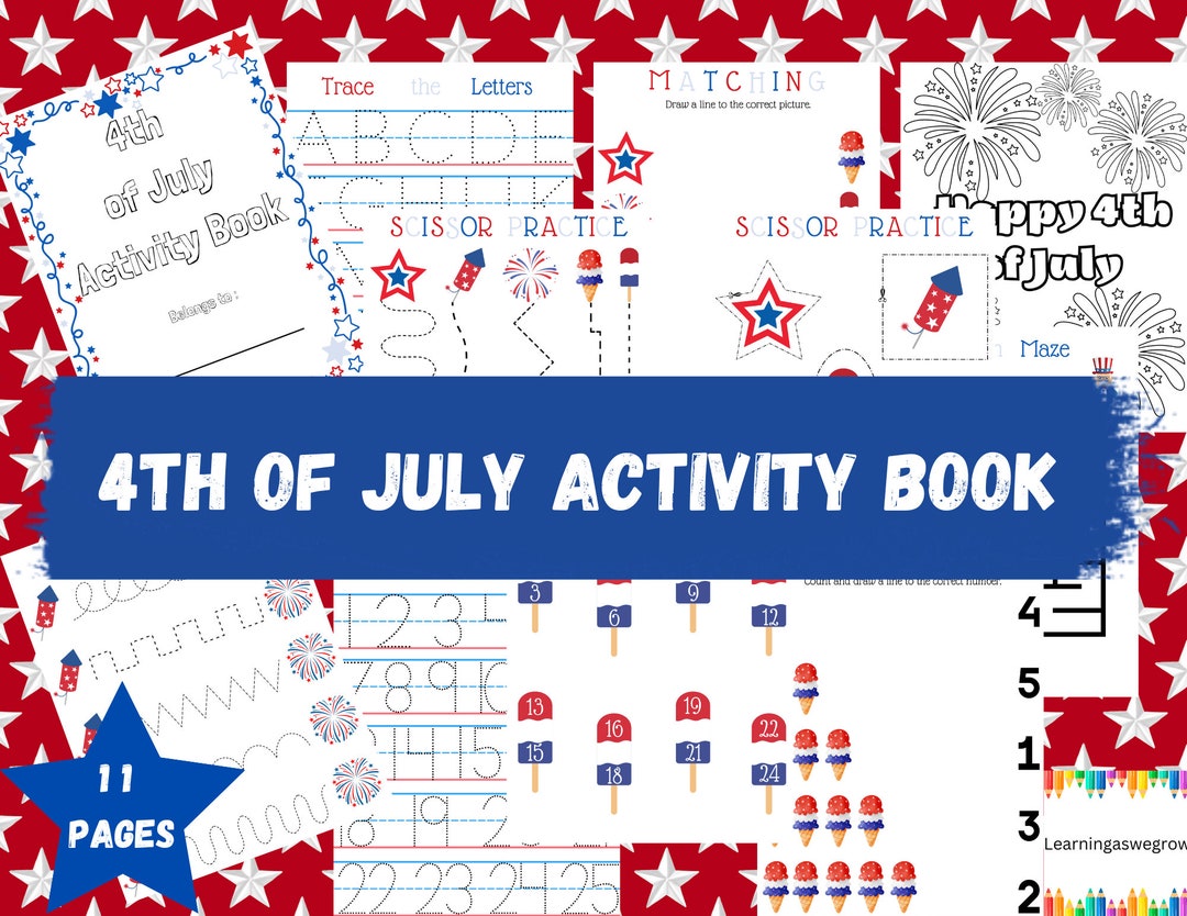 4th of July Activity Book, Homeschool Activity, Preschool, Kindergarten ...