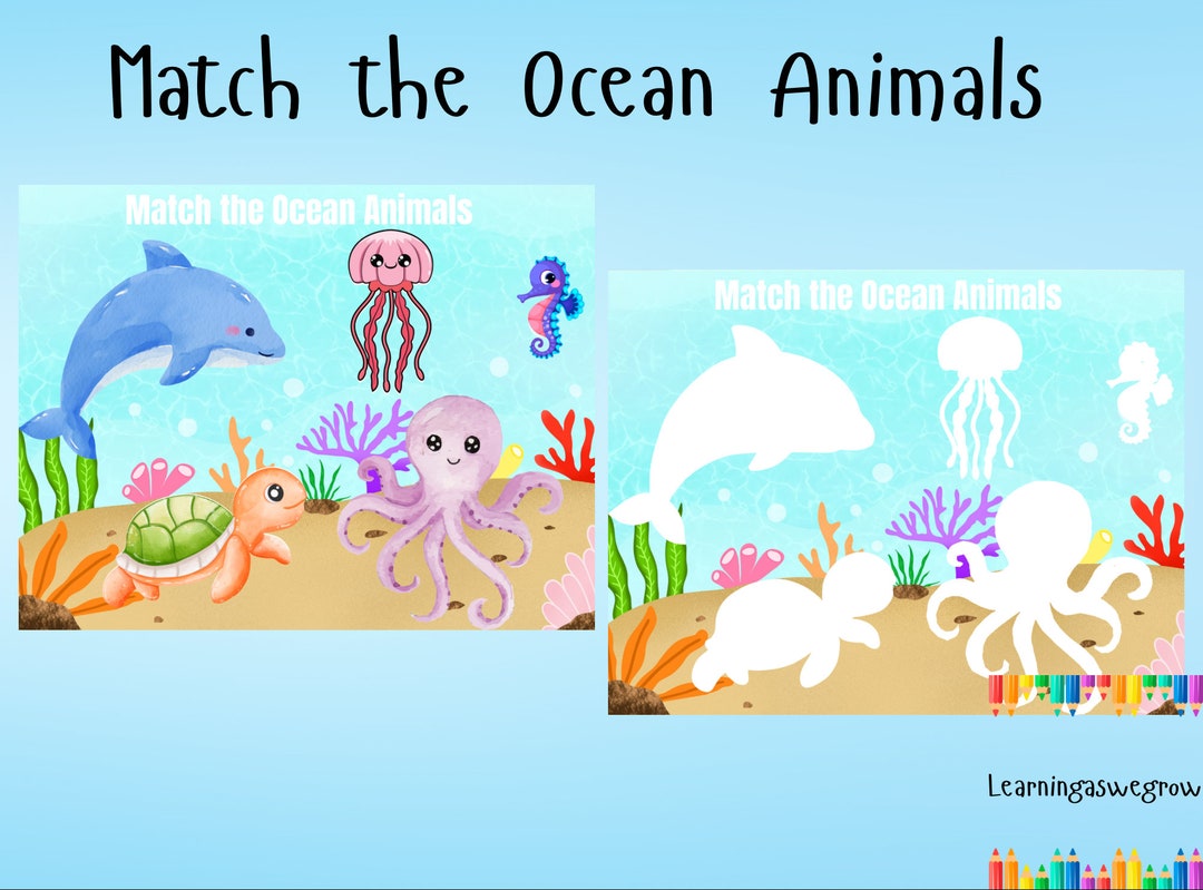Ocean Animals Matching Activity, Matching Game, Toddler Busy Book ...