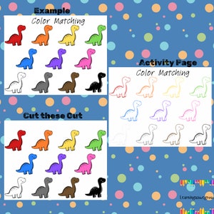 Dinosaur Color Matching Activity, Toddler Busy Book, Learning Binder ...