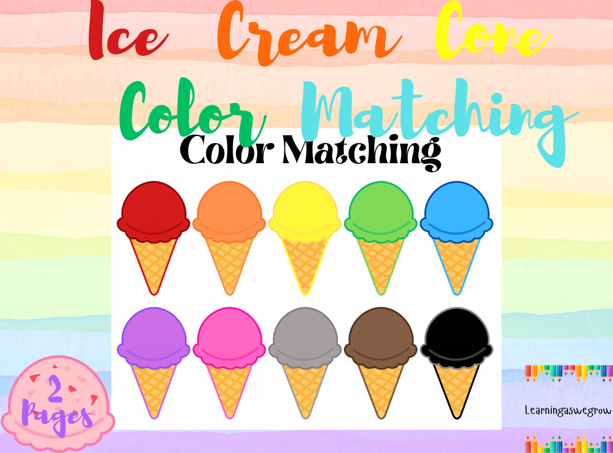 Ice Cream Cone Color Matching Activity, Toddler Busy Book, Learning ...