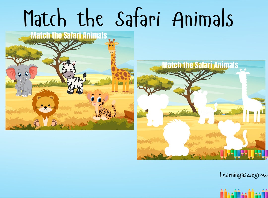 Safari Matching Animals Activity, Matching Game, Toddler Busy Book ...