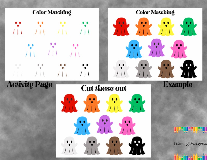 Ghost Color Matching Activity, Halloween Learning Printable (PDF) - Etsy