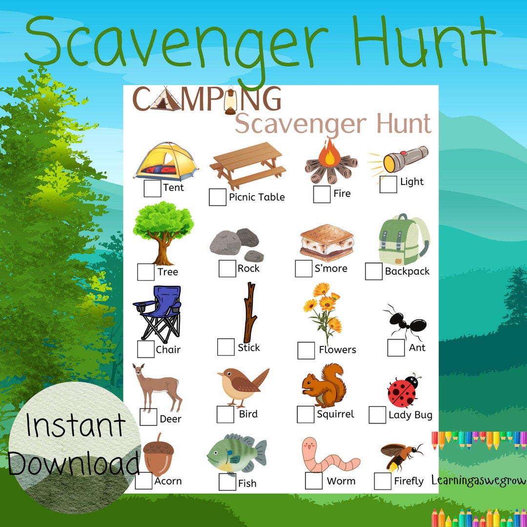 Camping Scavenger Hunt, Family Camp Game, Camping Activity for Kids ...