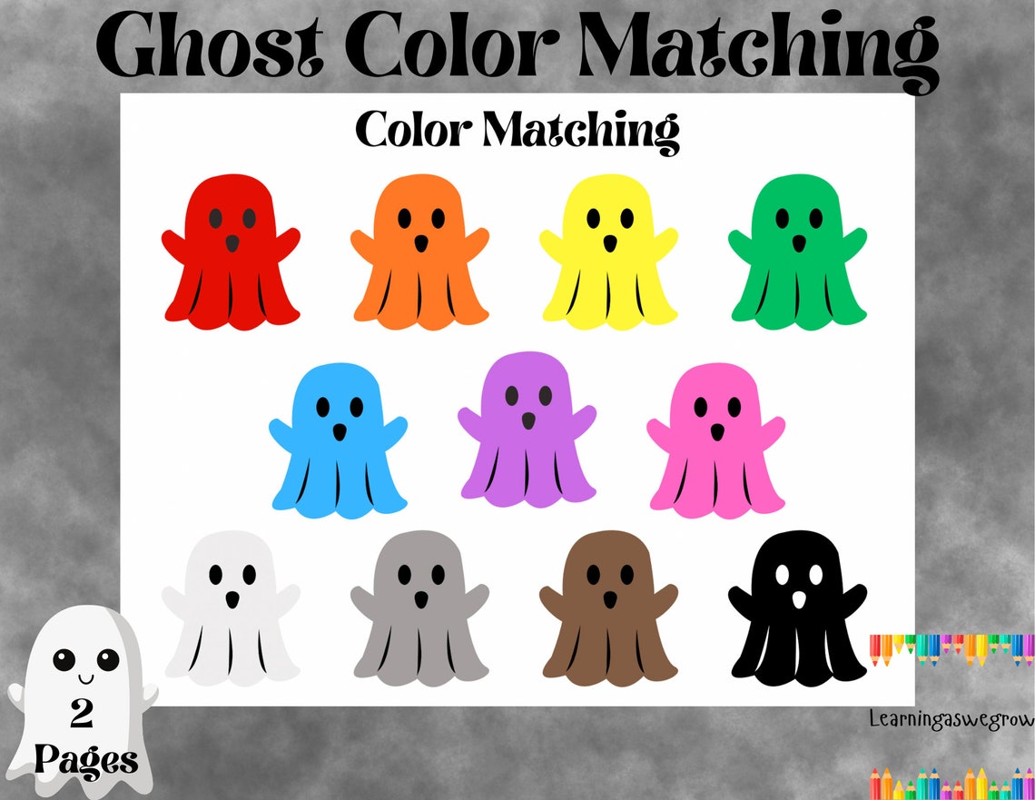 Ghost Color Matching Activity, Halloween Learning Printable (PDF) - Etsy
