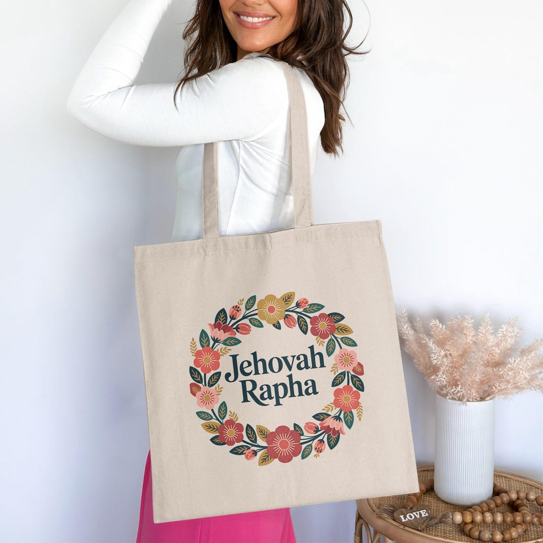 Christian Tote: Religious Bag, Jehovah Rapha Floral Tote Bag - Etsy