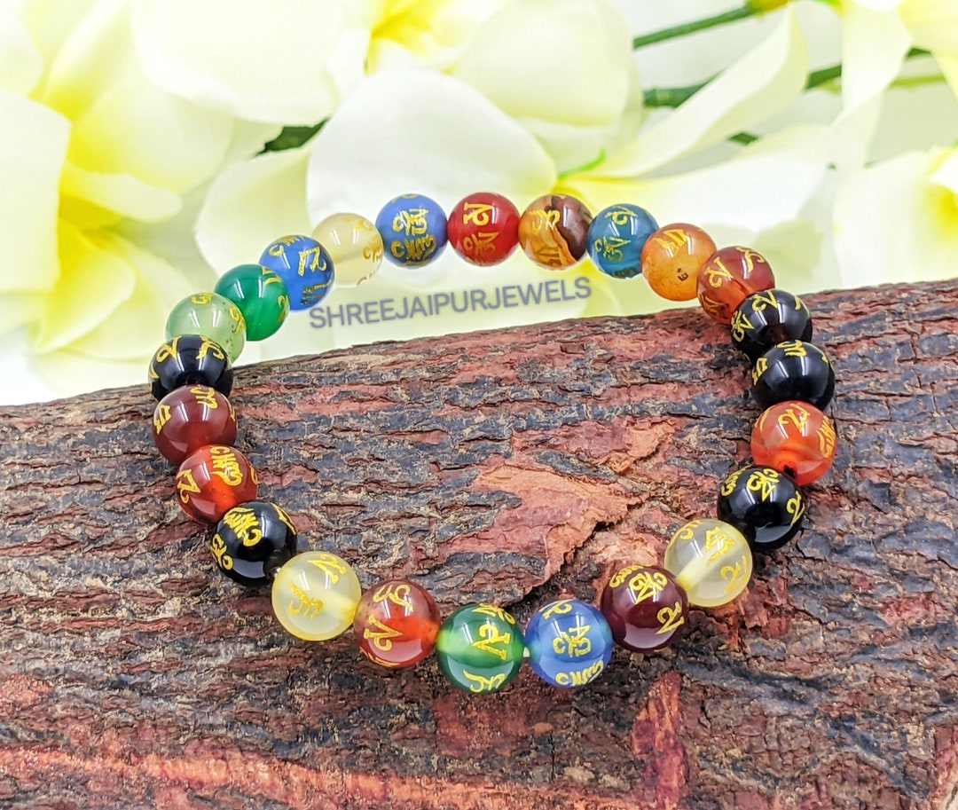 Seven Chakra Bracelet: Om Mani Gemstone Healing Beads - Etsy