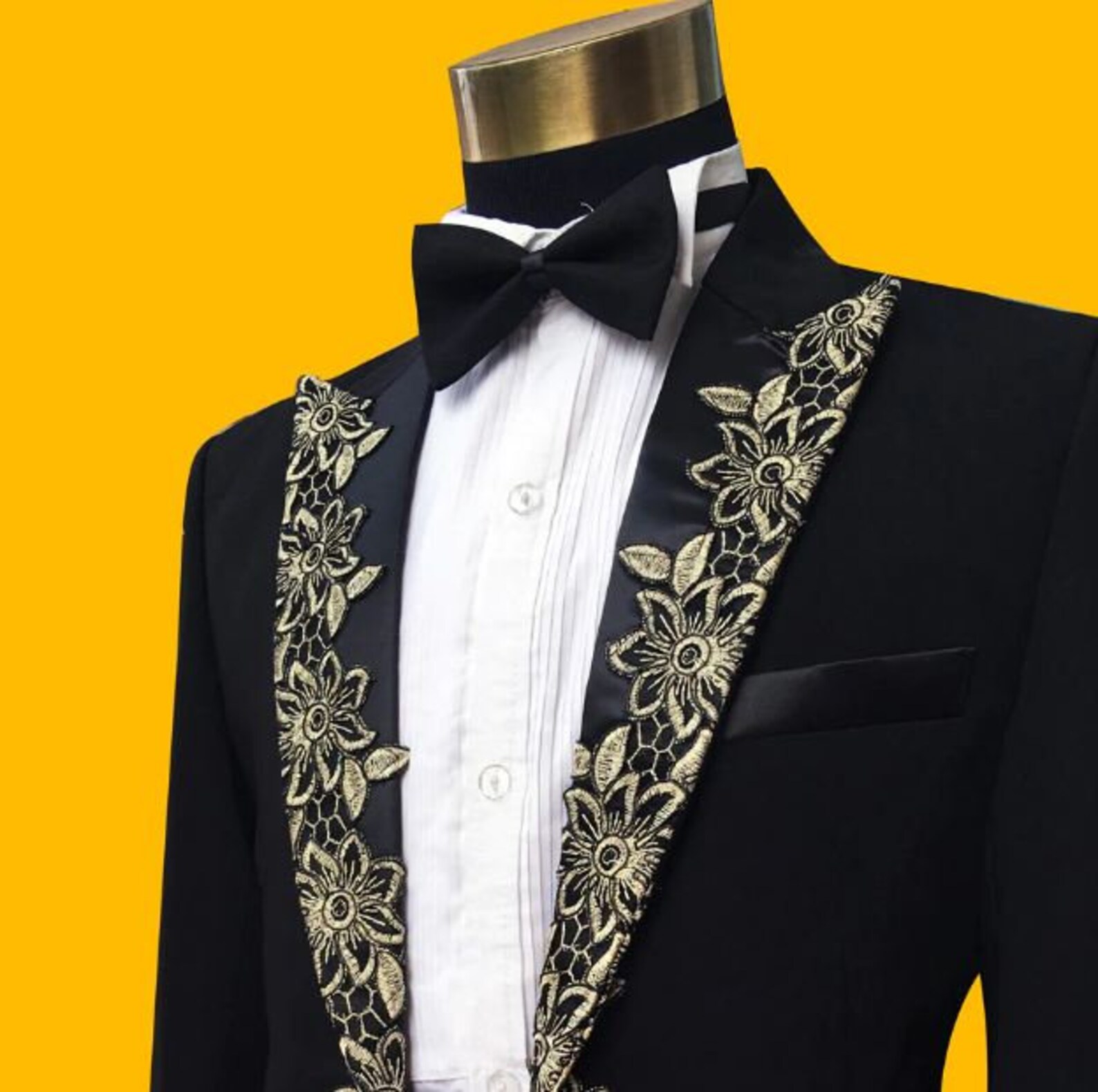 Men Tailcoat Suit Custom Made Floral Embroidered 2pc Designer Vintage ...