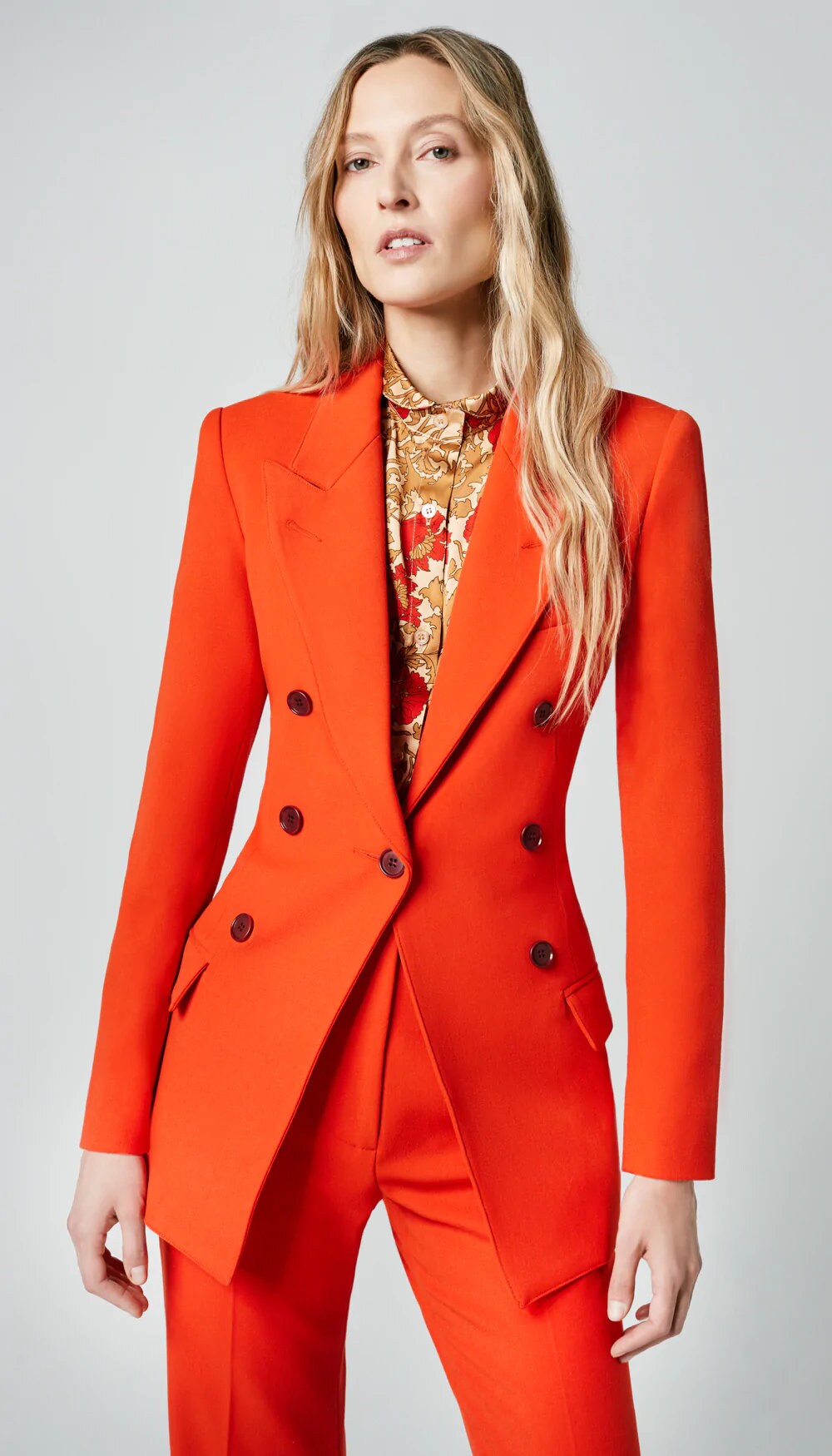 Women Orange Suit Custom Made Single Breasted Premium Cotton Etsy