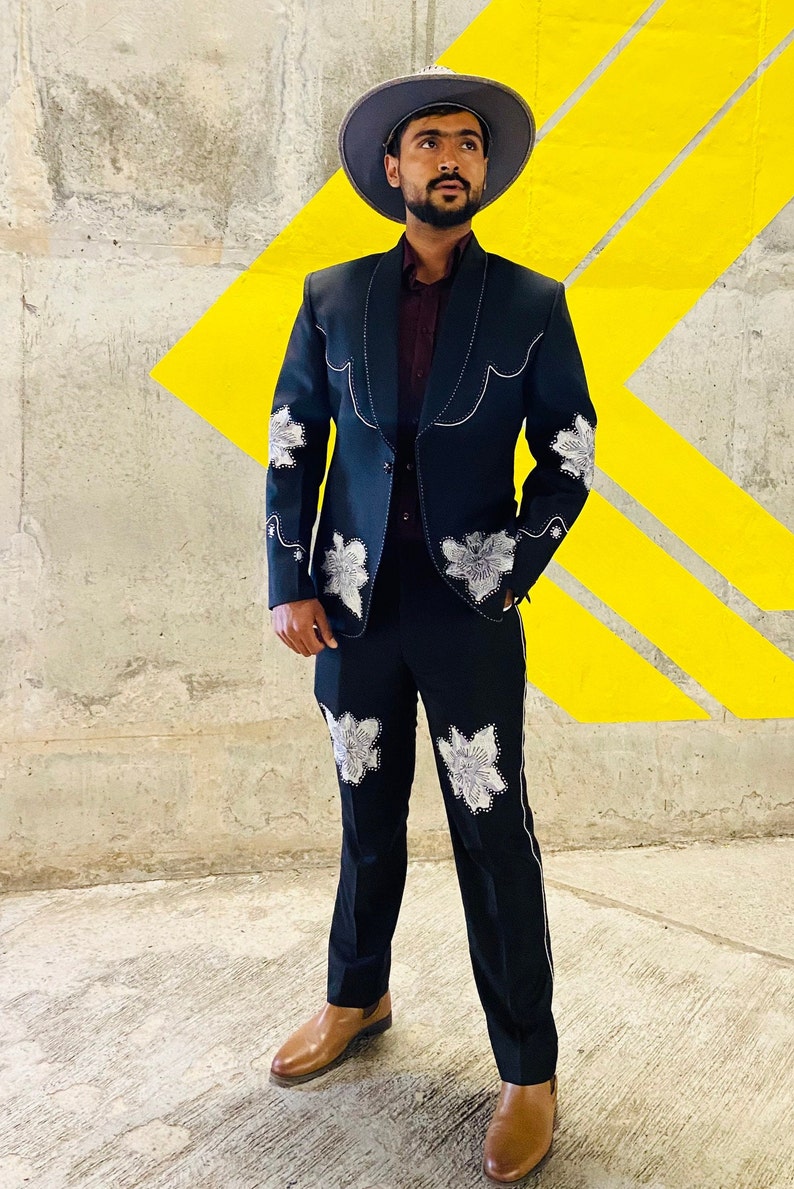 Men 2pc Suit Custom Made Floral Embroidered Cotton Designer - Etsy