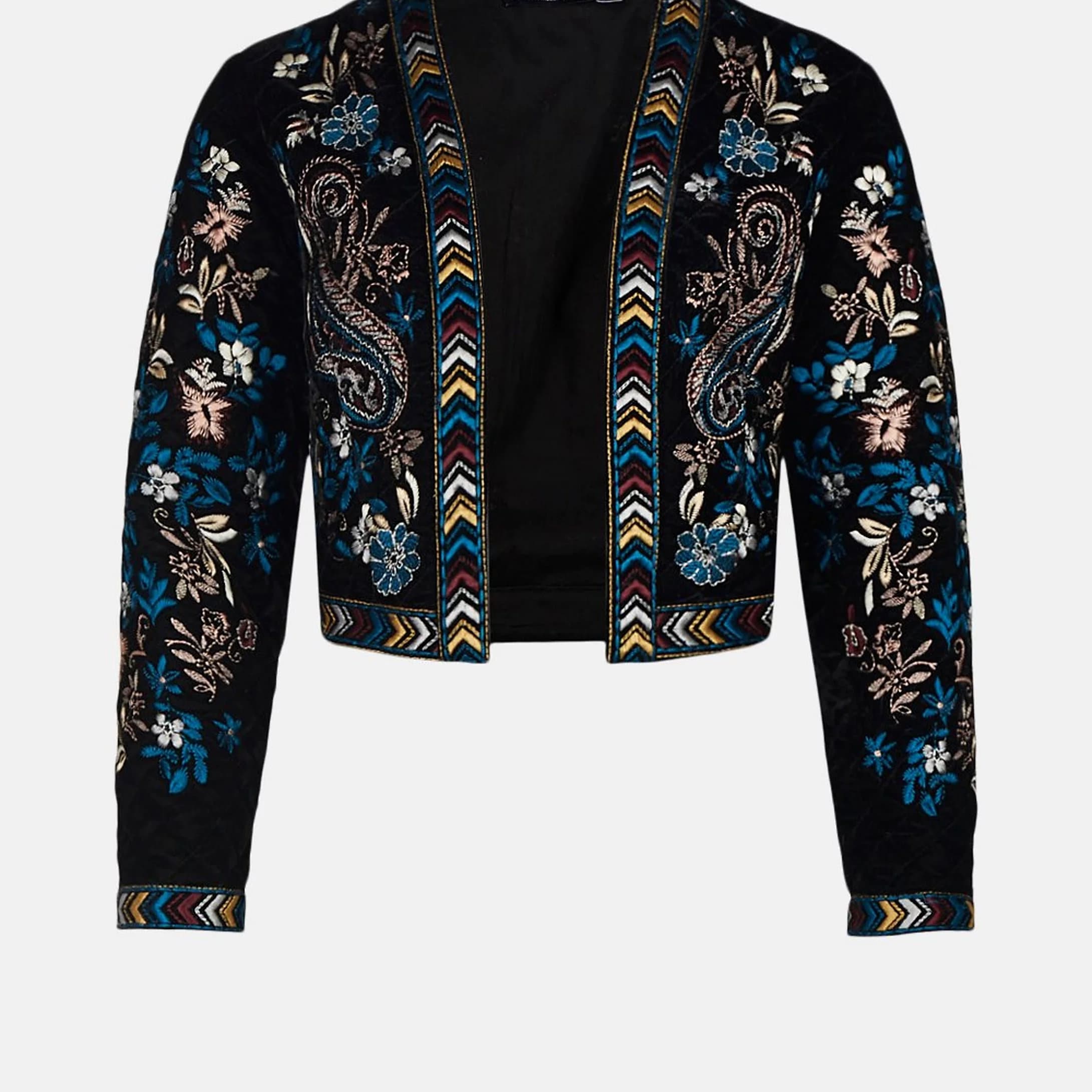 Women Black Velvet Jacket Custom Made Heavy Embroidered Designer Formal ...