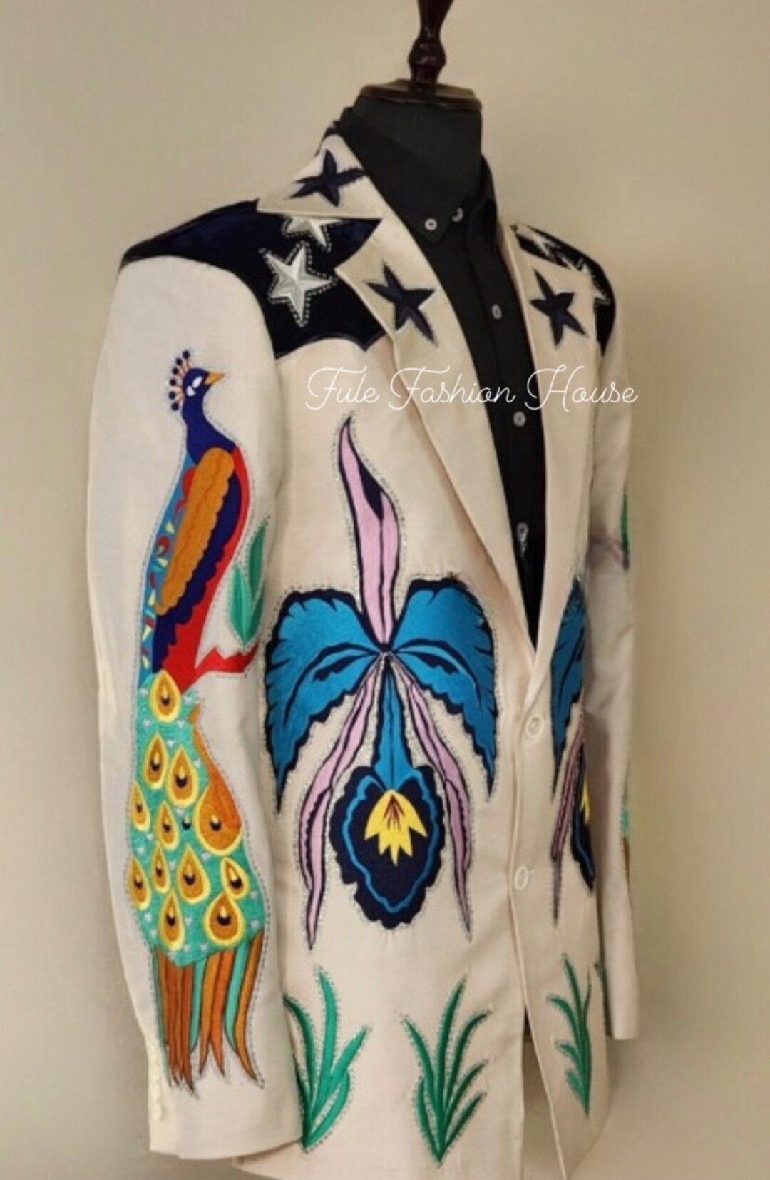 Embroidered Western Suit: Custom Ivory Rhinestone Cowboy Outfit - Etsy