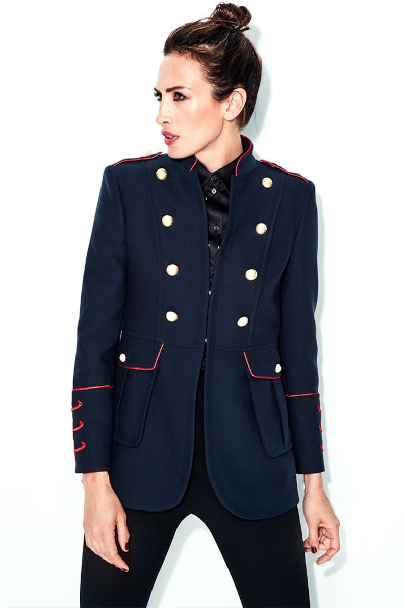Women Blue Military Blazer Custom Made Designer Wool Formal - Etsy