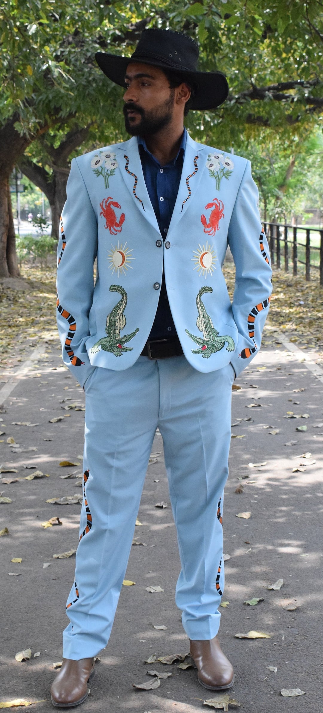 Bespoke Men’s 2pc Nudie Embroidered Event Prom Cowboy Party Wear for ...