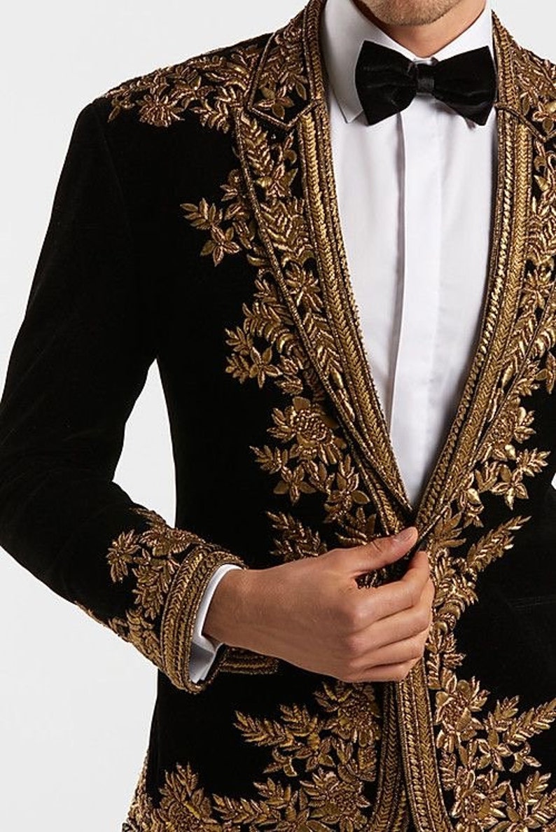 Men Black Velvet Hand Embroidered Blazer/jacket/coat for - Etsy
