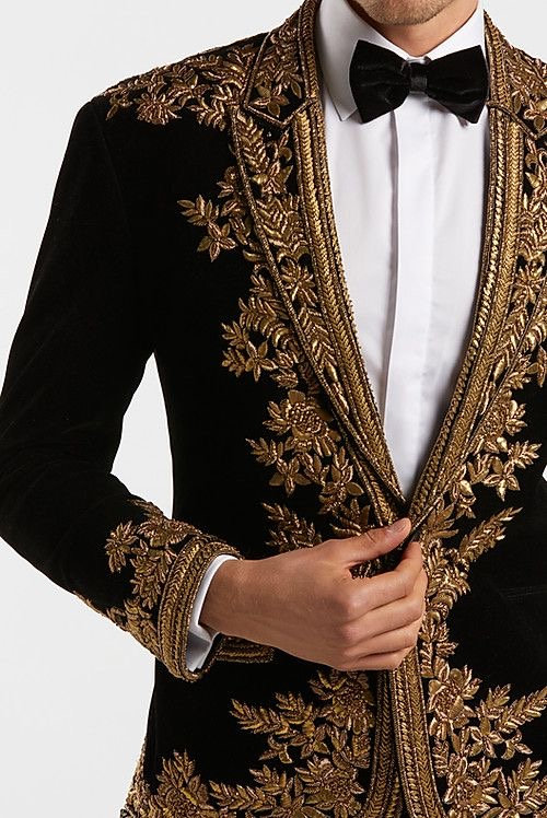 Men Black Velvet Hand Embroidered Blazer/jacket/coat for - Etsy