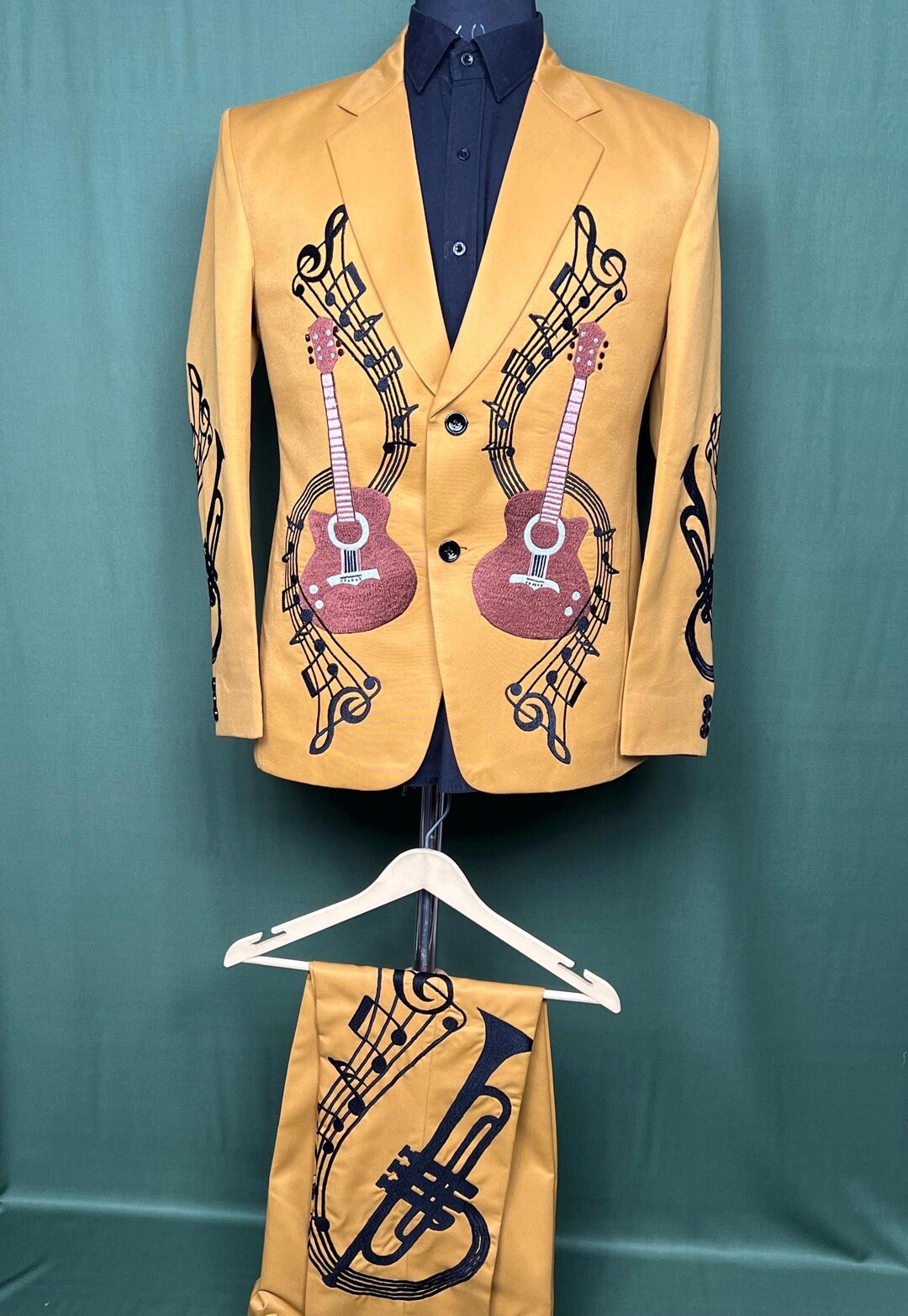 Men's Customize Attire 2pc Country Western Suits Guitar Trumpet ...