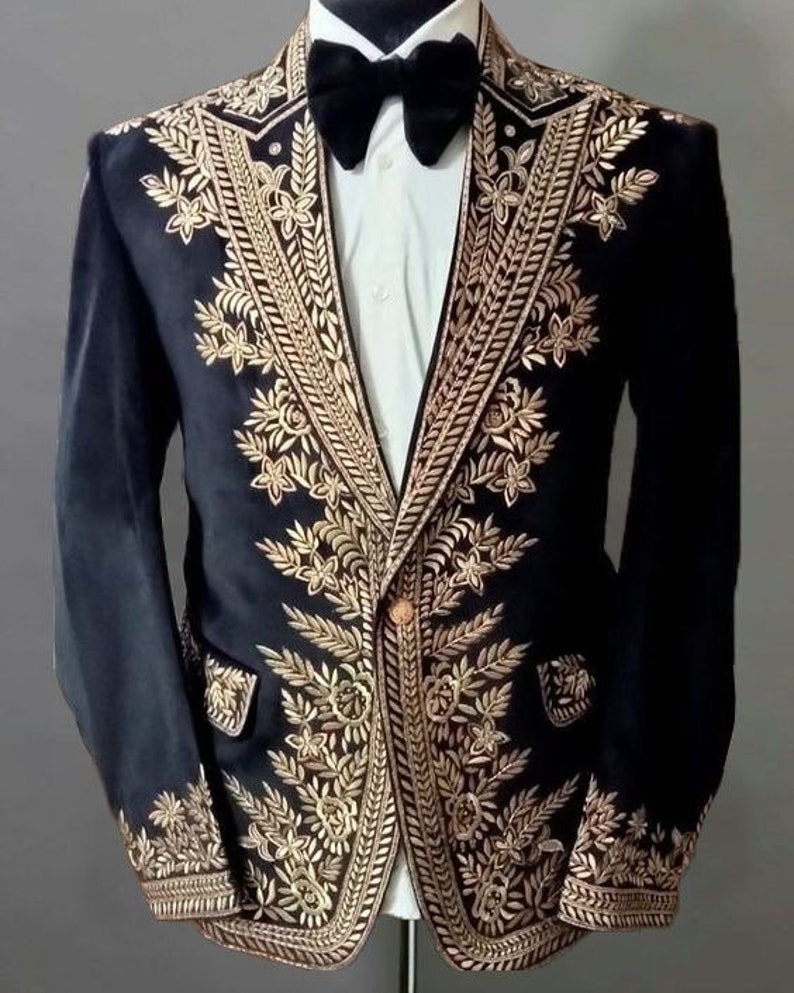 Men Black Velvet Hand Embroidered Blazer/jacket/coat for - Etsy