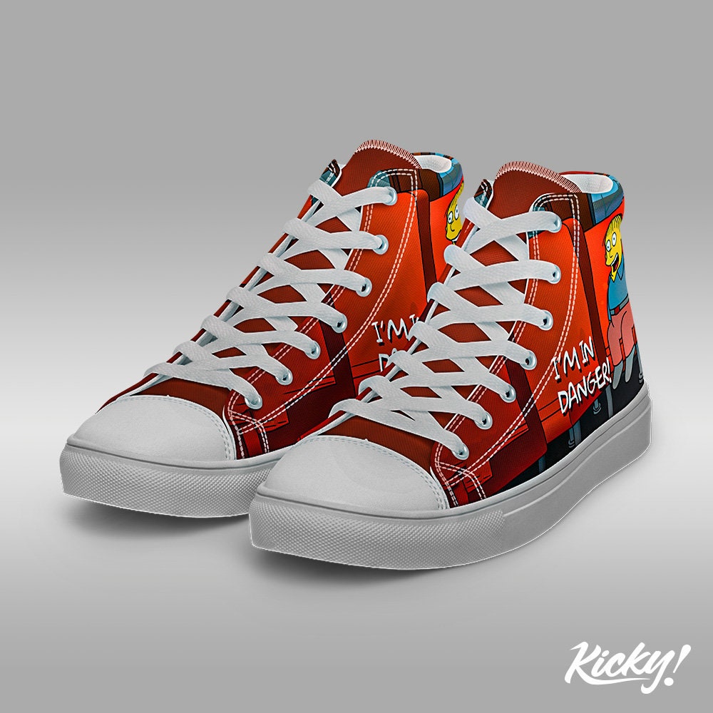 Ralph Wigum I'm in Danger, High Top Canvas Shoes, Hand Made, Trendy ...