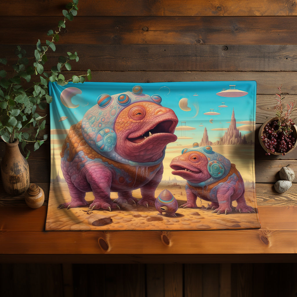 Cute Alien Mole Creatures Together Wall Tapestry, Hanging Wall Art ...