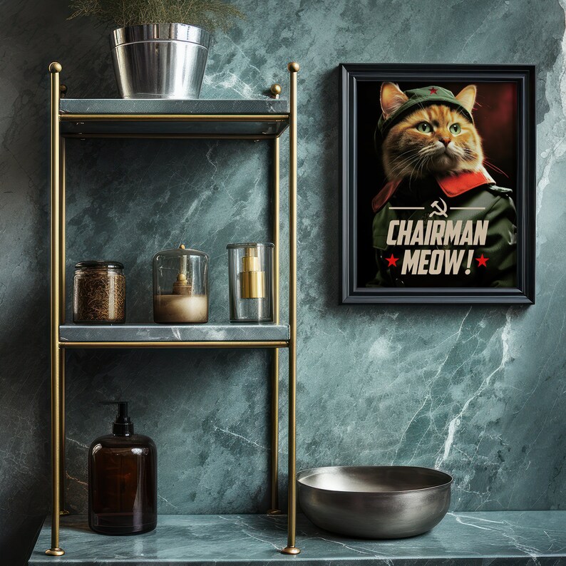 Chairman Meow Poster Print, Print Wall Art, Home Decor, Funny Cat ...