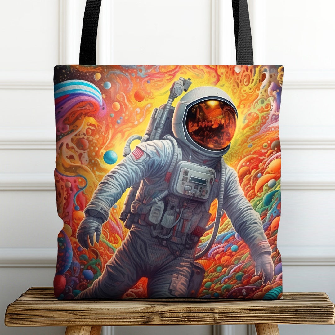 Astronaut Floats Trippy Space Universe Tote Bag, All-over-print ...