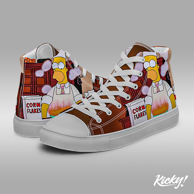 Homer the Smithers, High Top Canvas Shoes, Hand Made, Trendy Footwear ...