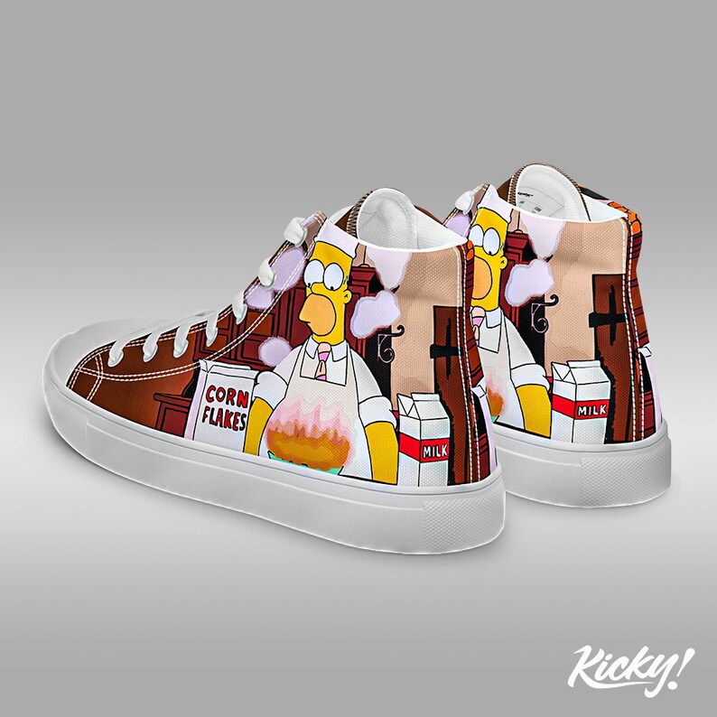 Homer the Smithers, High Top Canvas Shoes, Hand Made, Trendy Footwear ...