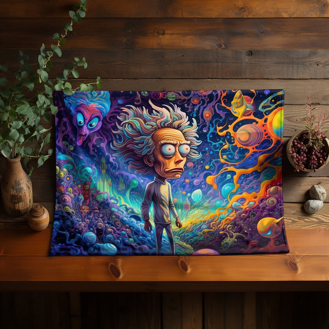 Freaky Mad Scientist in A Psychedelic World Wall Tapestry, Hanging Wall ...
