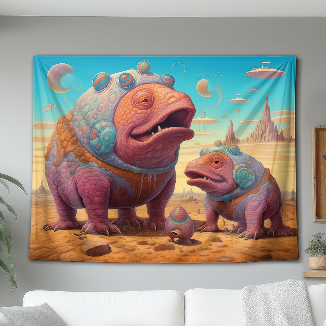 Cute Alien Mole Creatures Together Wall Tapestry, Hanging Wall Art ...