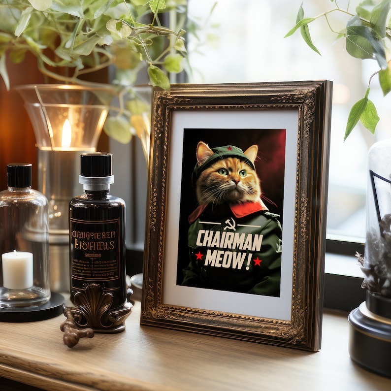 Chairman Meow Poster Print, Print Wall Art, Home Decor, Funny Cat ...