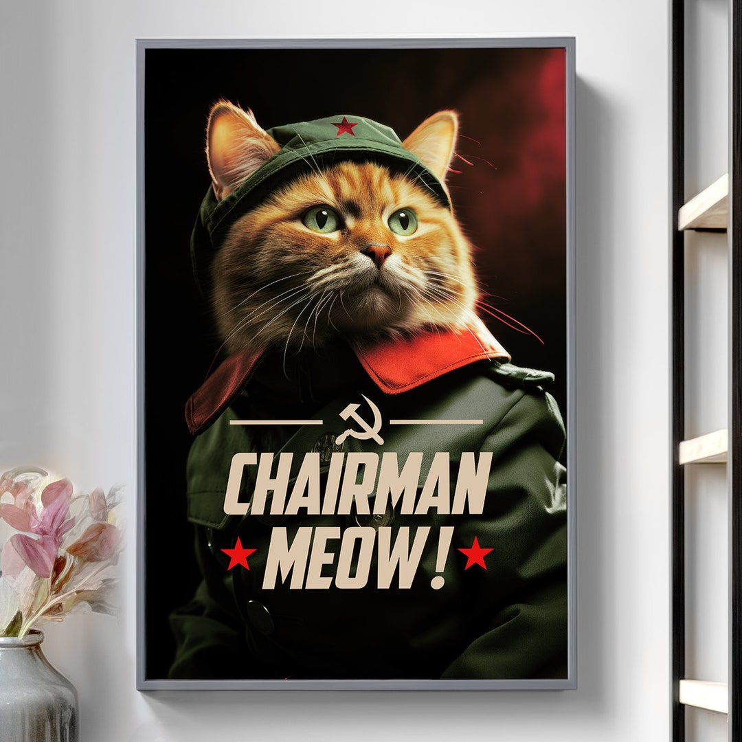 Chairman Meow Poster Print, Print Wall Art, Home Decor, Funny Cat ...
