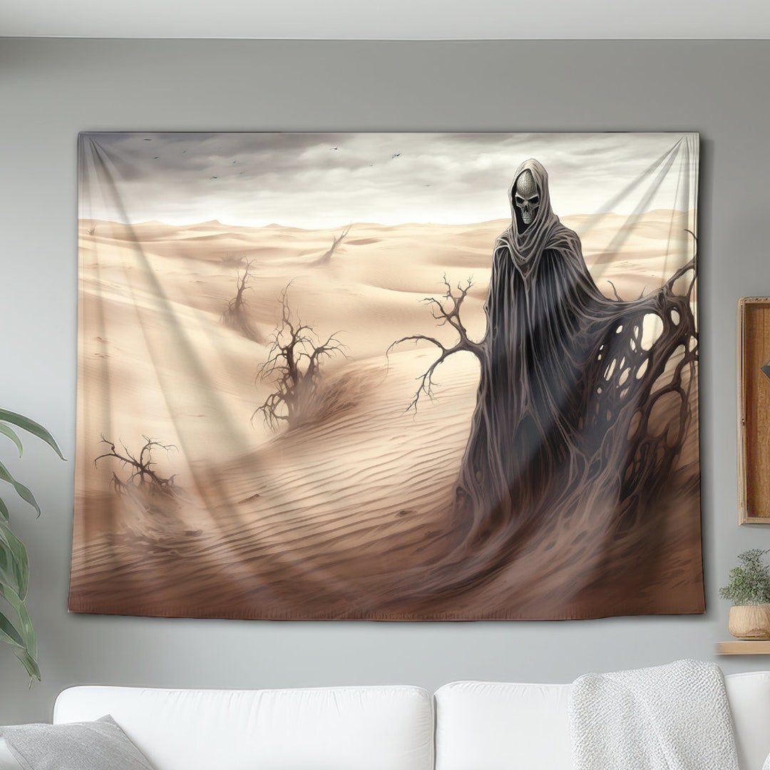 Grim Reaper Tree Standing in A Sandy Desert Wall Tapestry, Hanging Wall ...