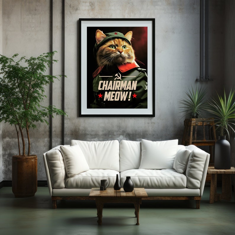 Chairman Meow Poster Print, Print Wall Art, Home Decor, Funny Cat ...