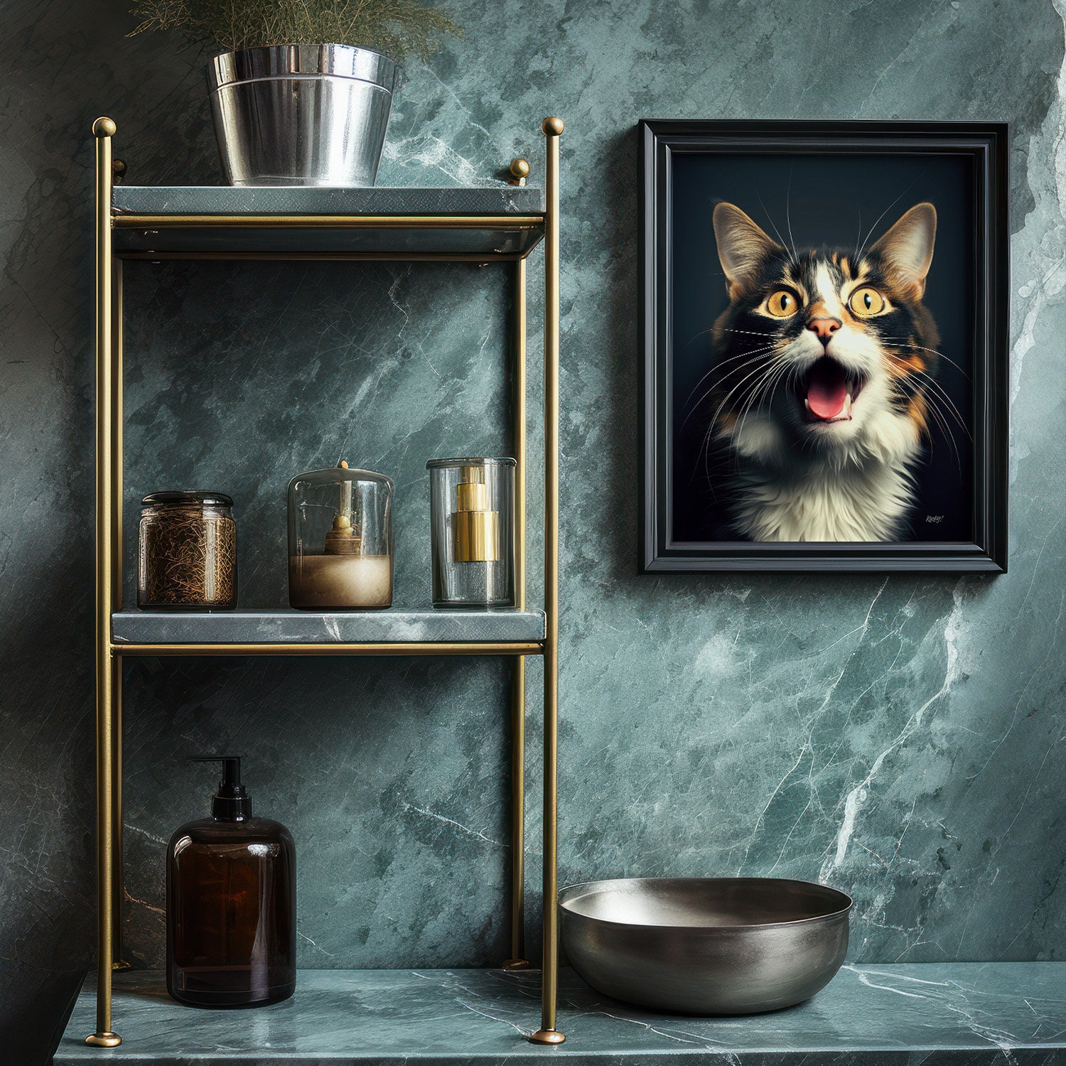 Calico Cat Meowing Portrait Wall Art Instant Downloadable - Etsy