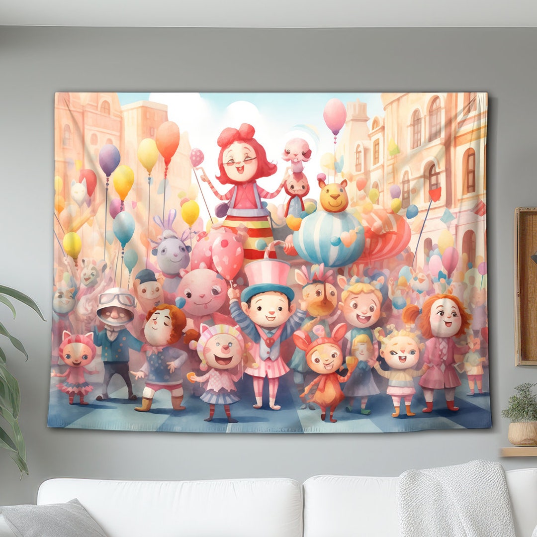 Carnival Parade Party in the City Wall Tapestry, Children's Art ...