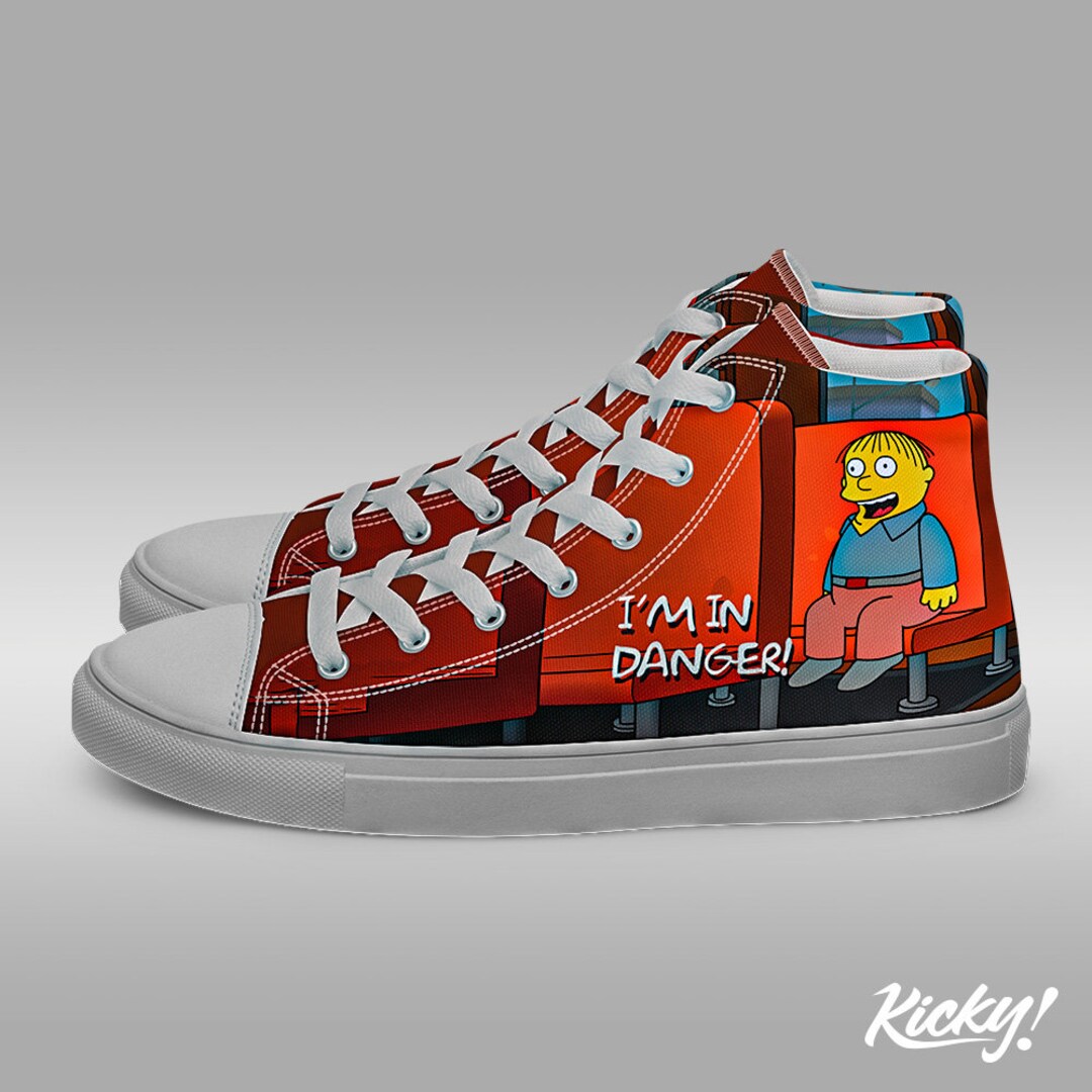Ralph Wigum I'm in Danger, High Top Canvas Shoes, Hand Made, Trendy ...