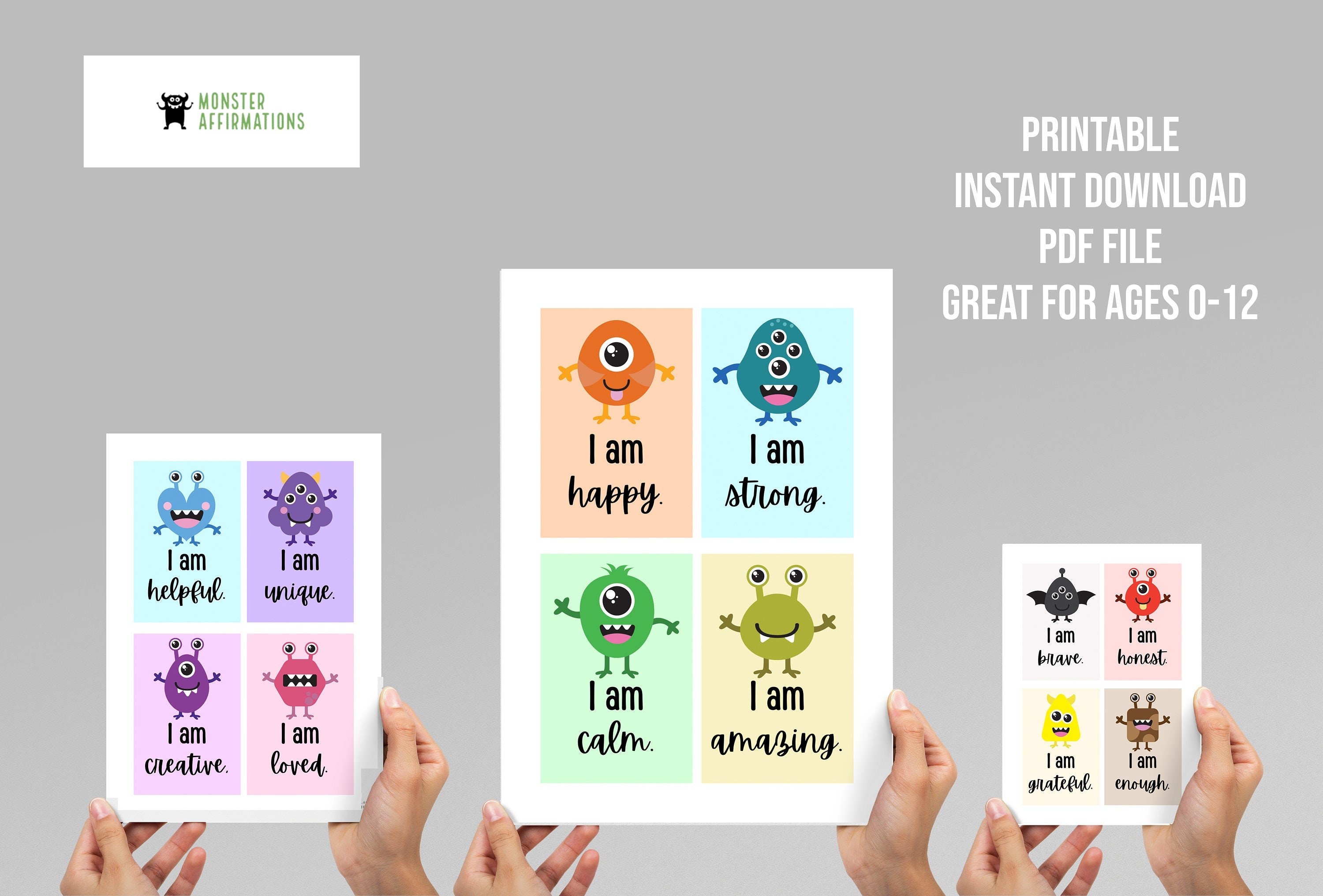 12 Printable Positive Affirmations for Kids - DIGITAL Instant Download ...
